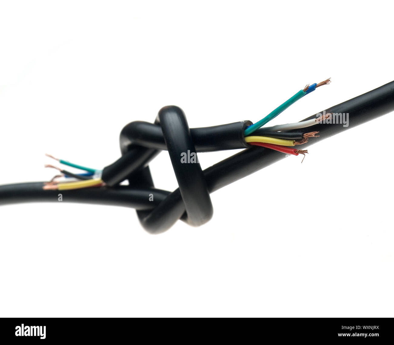 color coded electric wire over white background Stock Photo - Alamy