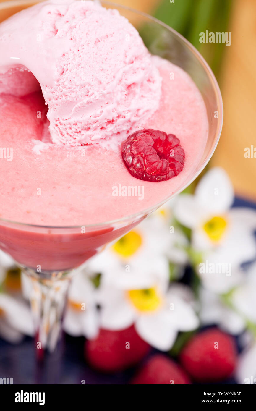 Ice Cream Raspberry Smoothie Stock Photo - Alamy
