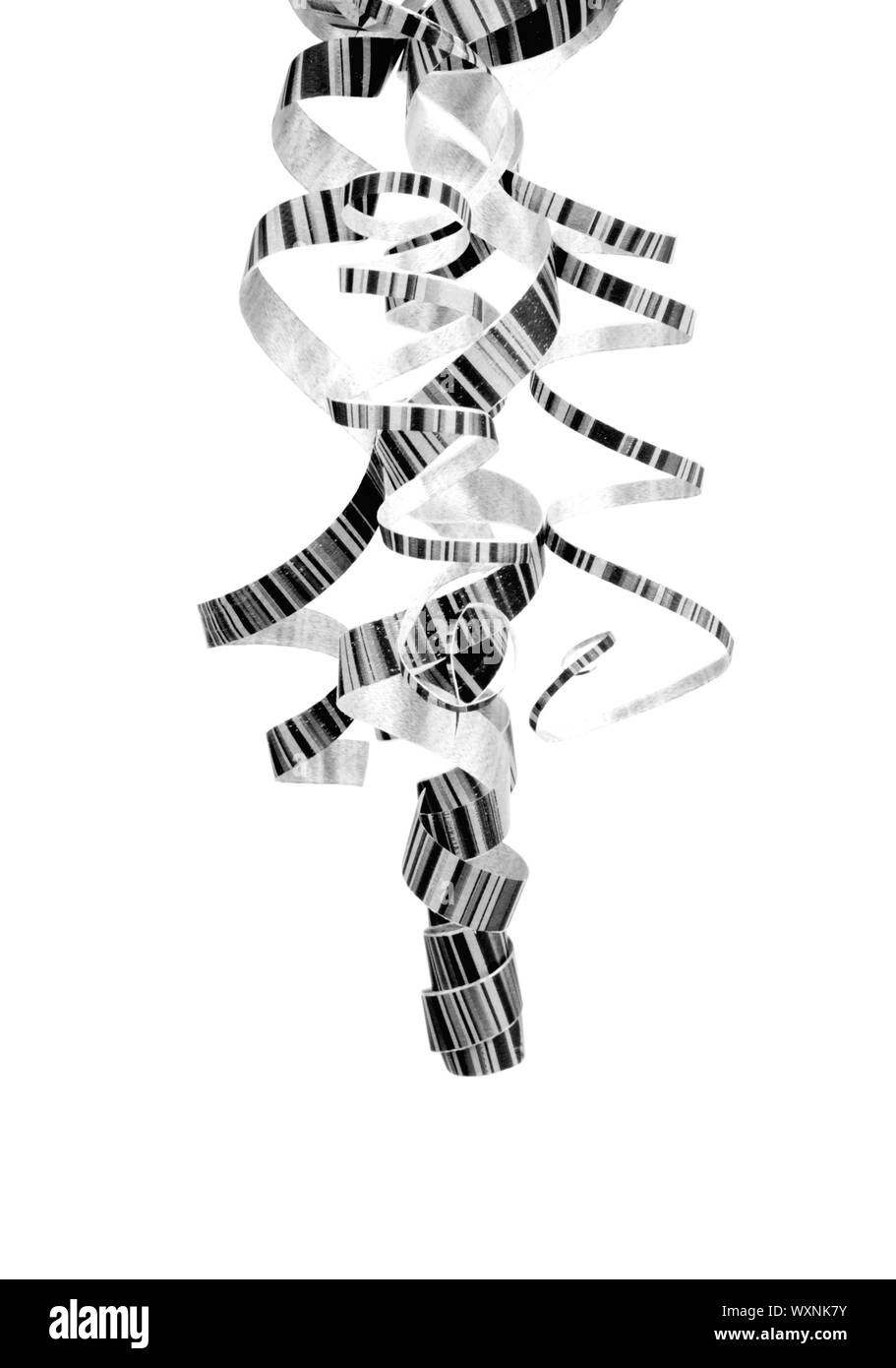 Monochrome Striped Hanging Curly Party Streamers isolated on white ...