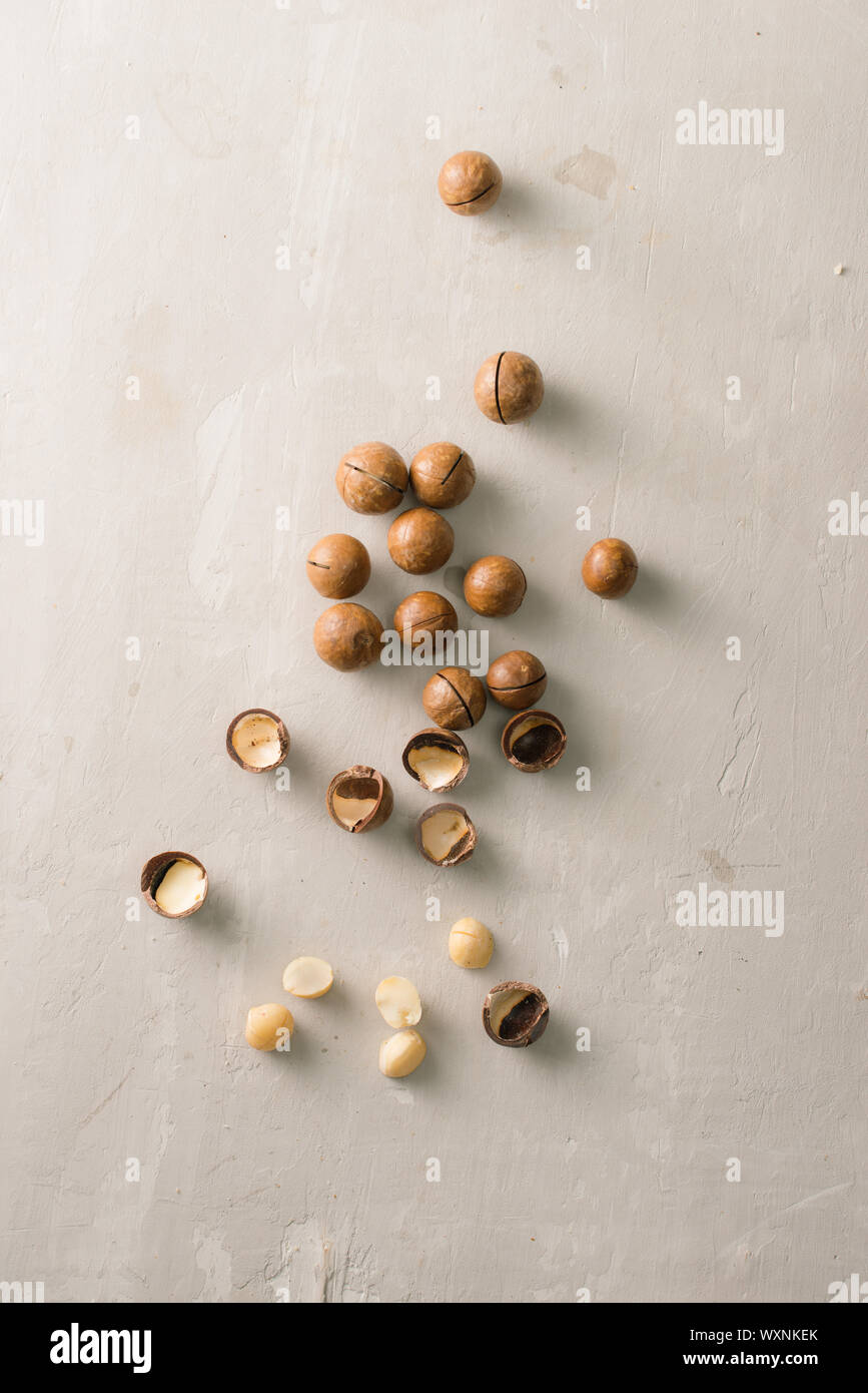 Superfood. Organic macadamia nut on stone background Stock Photo - Alamy