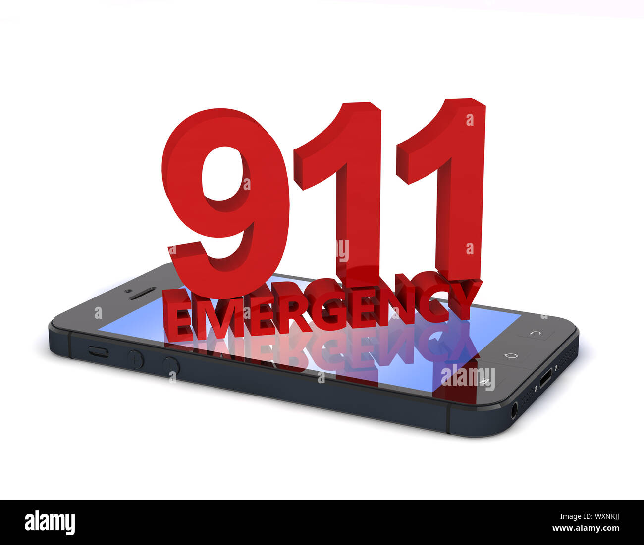 3d rendering of an mobile phone with 911 emergency number Stock Photo ...