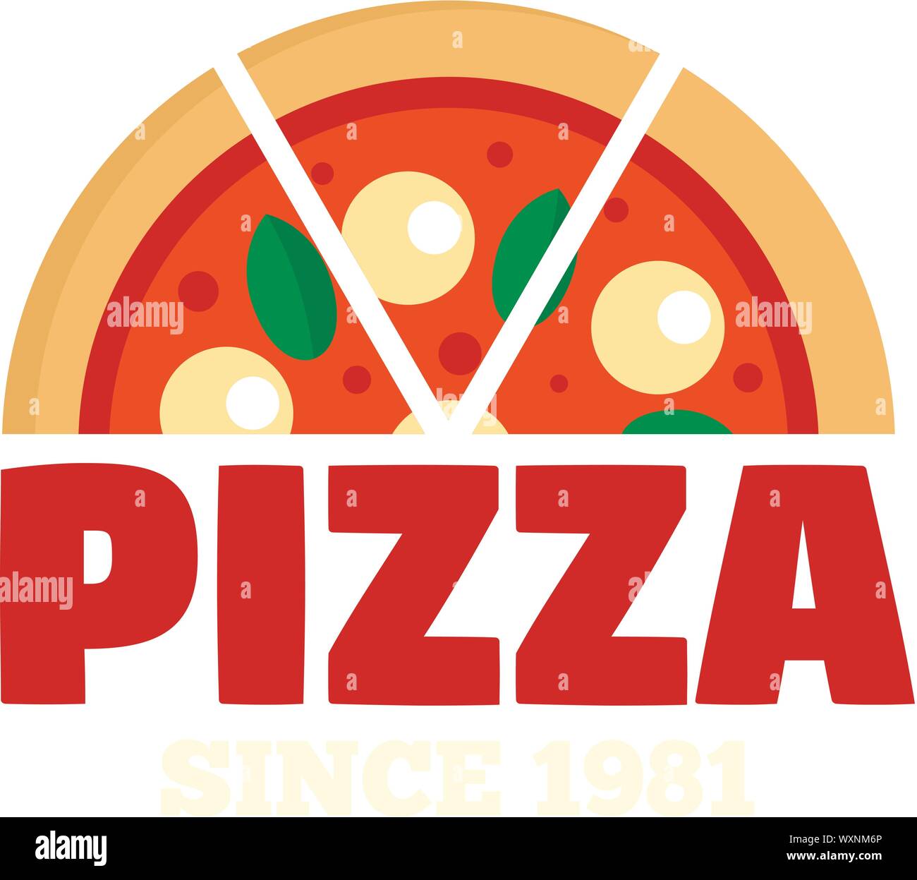 Pizza since 1981 logo. Flat illustration of pizza since 1981 vector ...