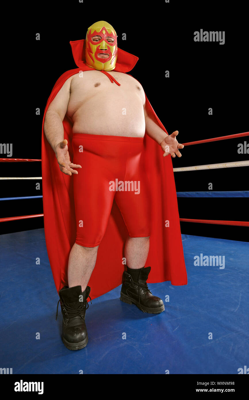 Photograph of a Mexican wrestler or Luchador standing in a wrestling ...