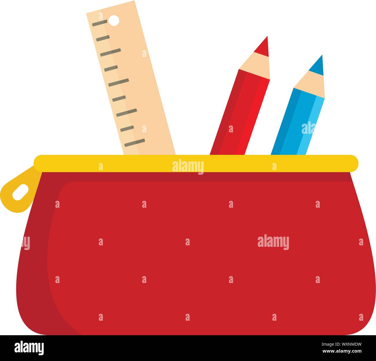 Red pencil case icon. Flat illustration of red pencil case vector icon ...