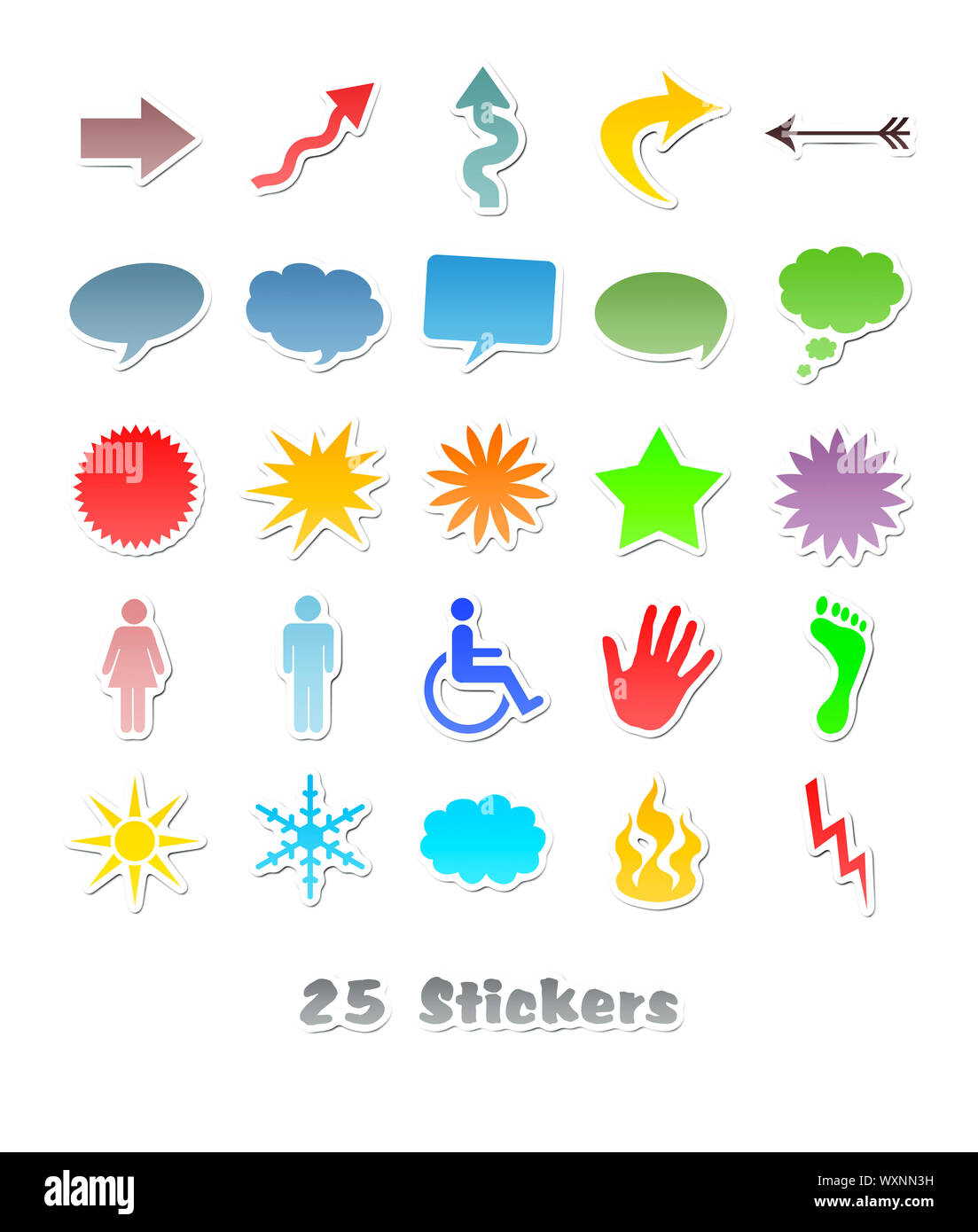 An image of 25 different stickers for your design Stock Photo - Alamy