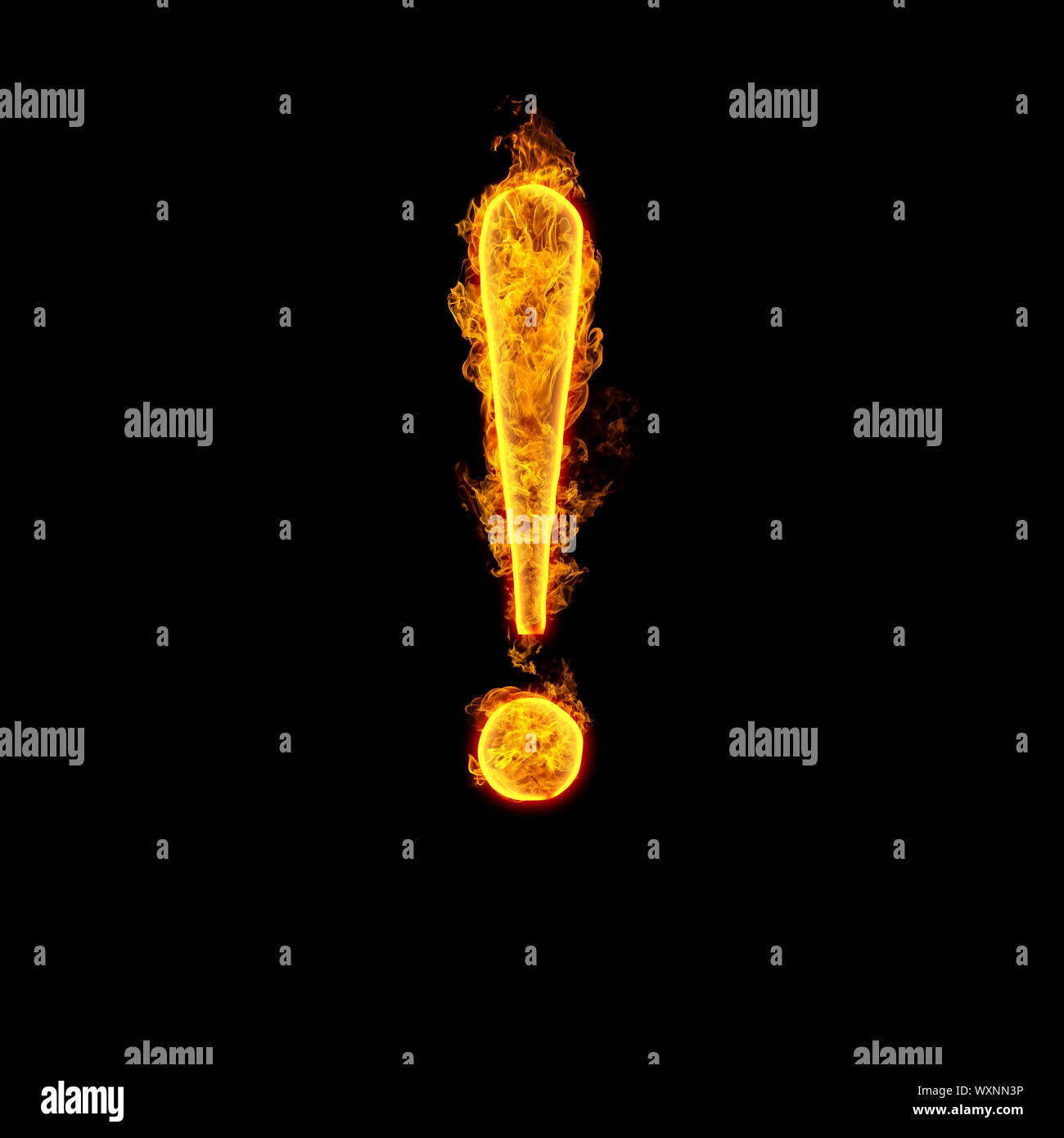 Fire alphabet exclamation mark isolated on black background Stock Photo ...