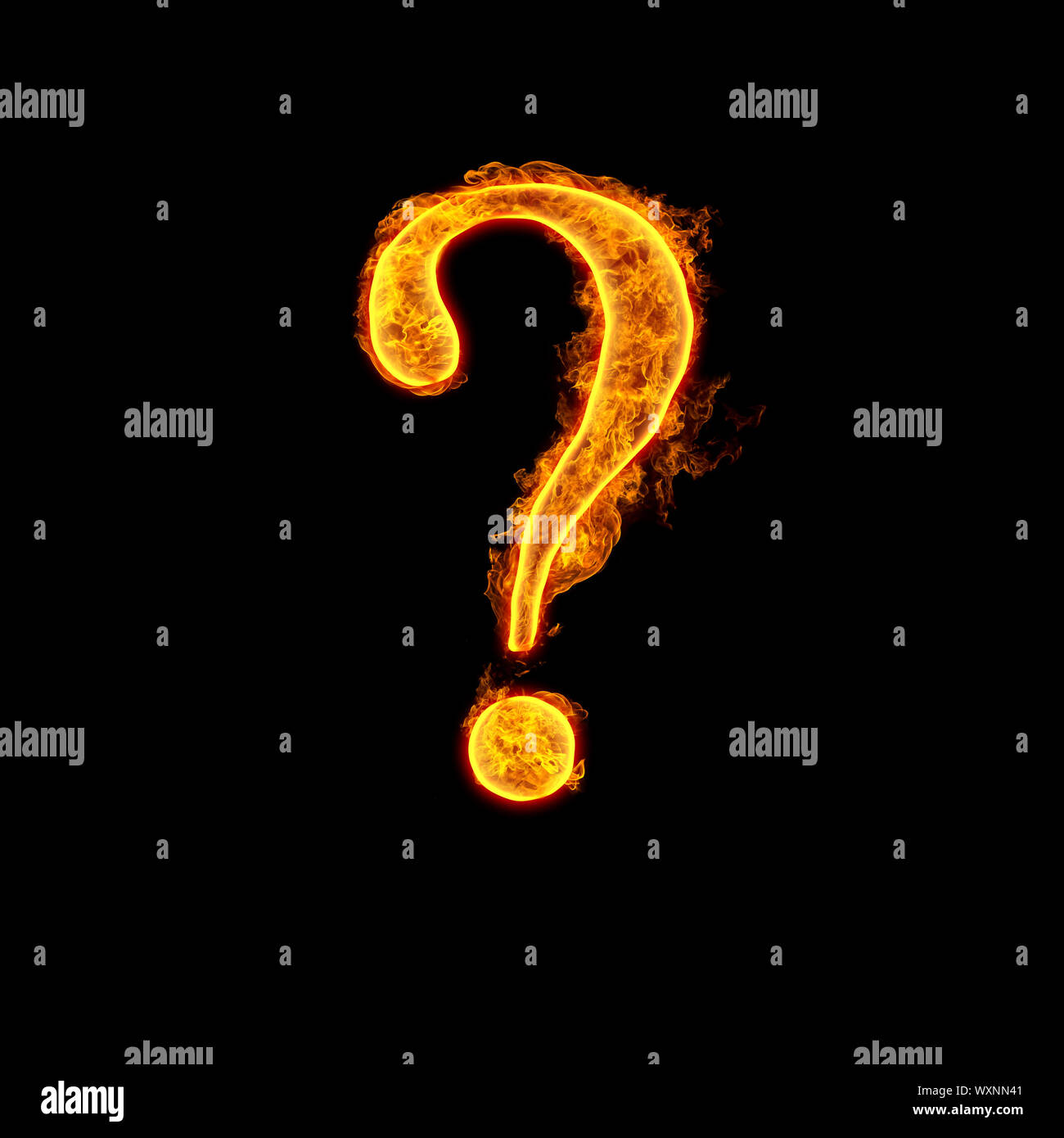 Fire alphabet question mark isolated on black background Stock Photo ...