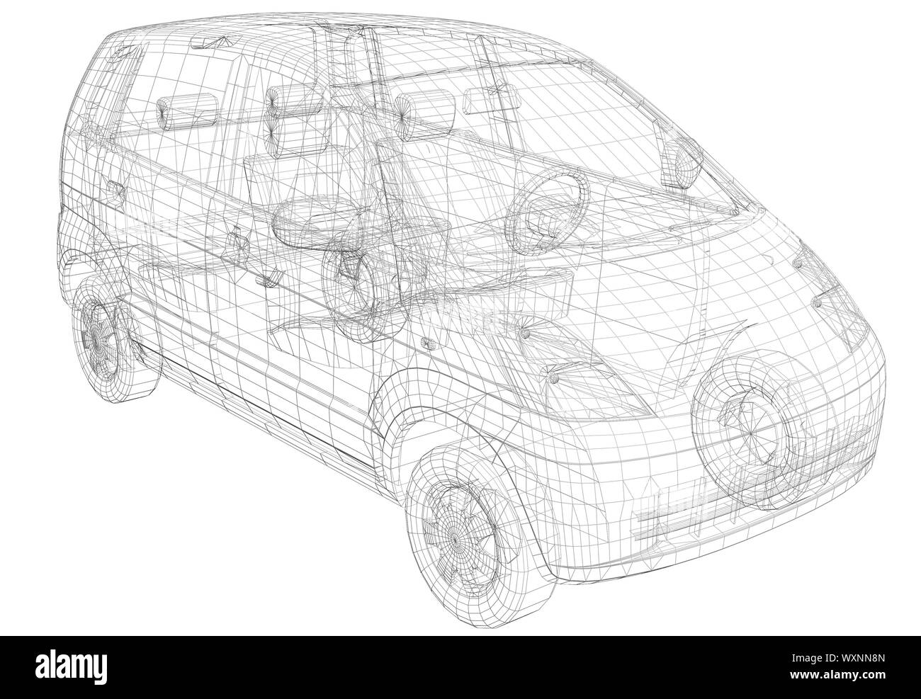 3d model car blueprint Cut Out Stock Images & Pictures - Alamy