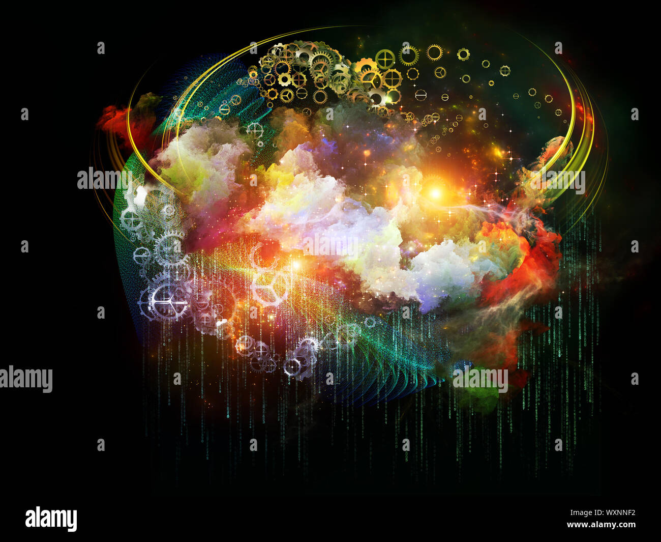 Artistic abstraction composed of decorative shapes and fractal elements ...