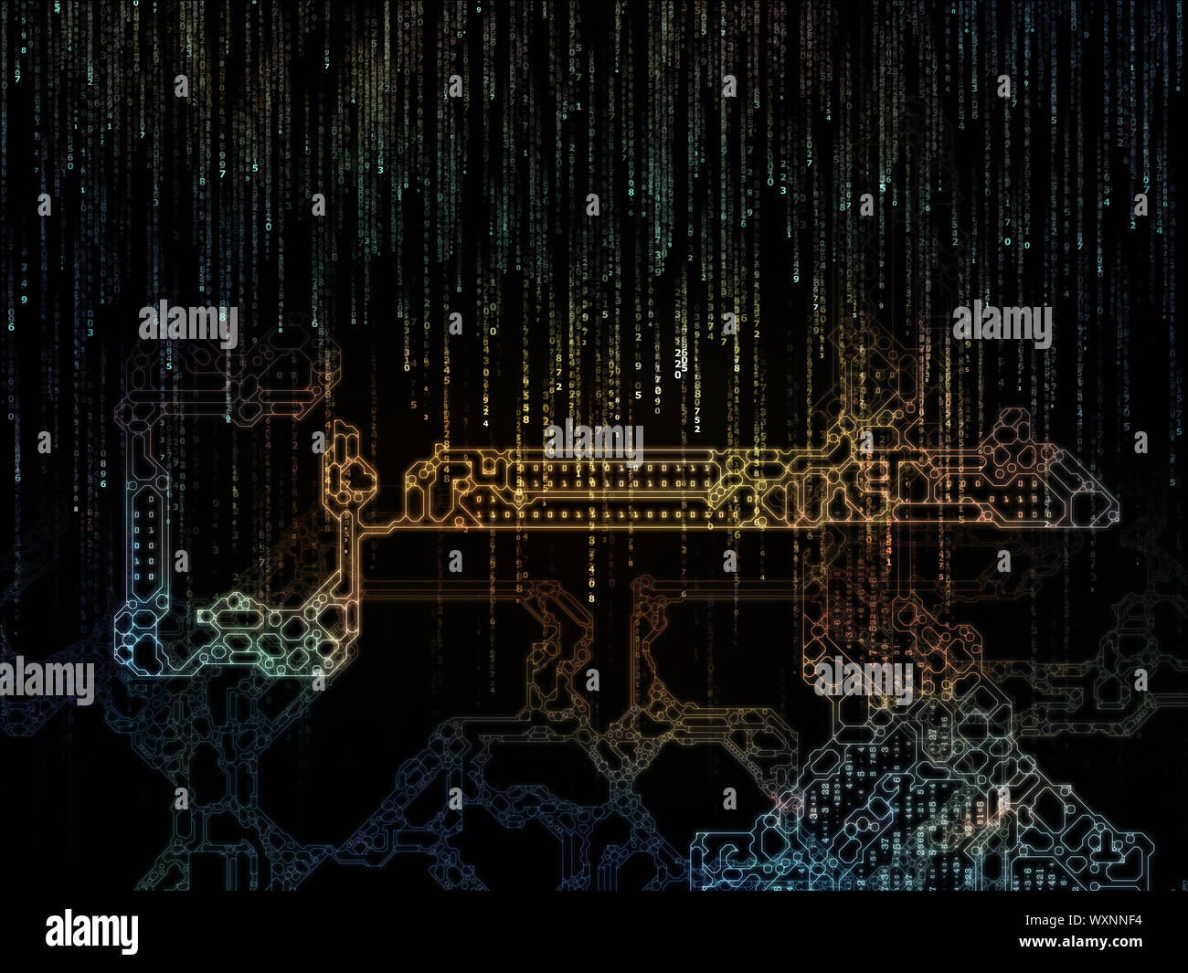 Encryption Key series. Artistic abstraction composed of stylized key ...