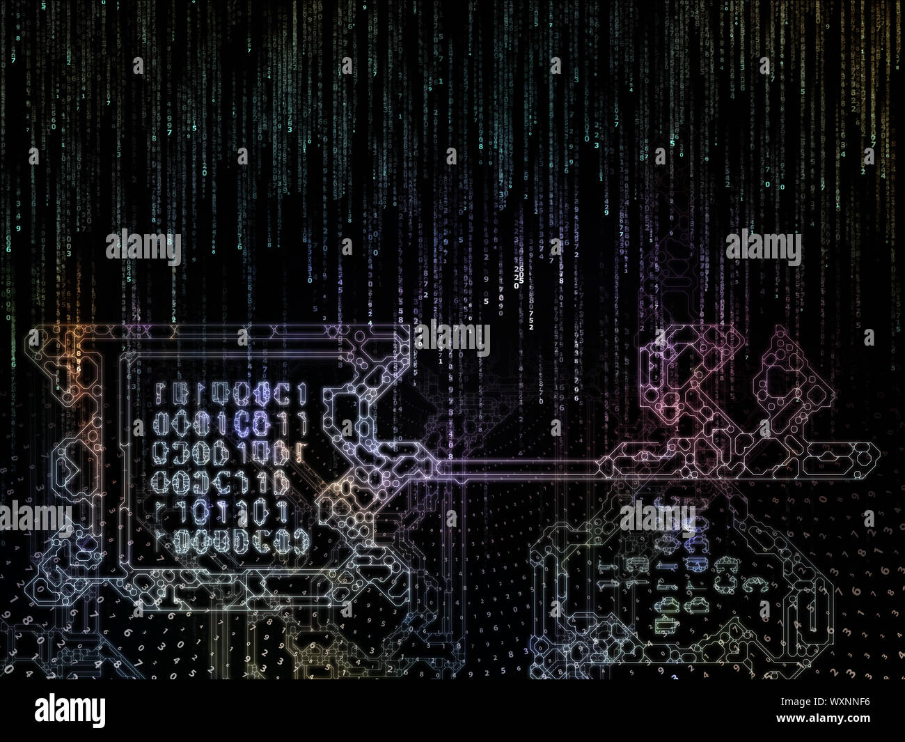 Encryption Key series. Interplay of stylized key and number symbols on ...