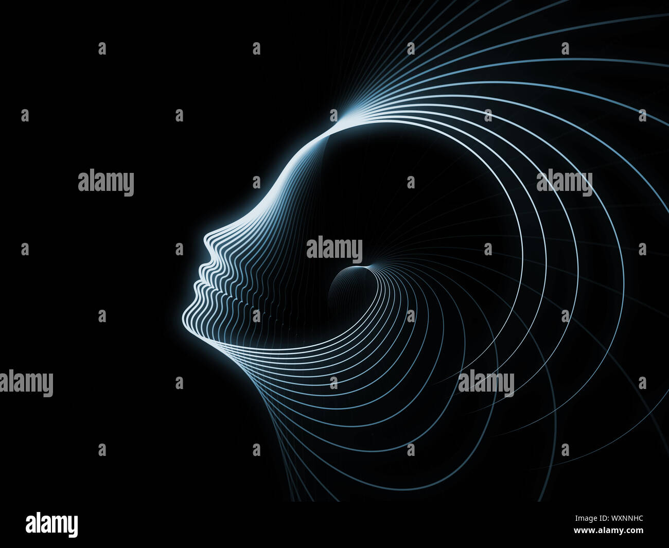 Geometry of Soul series. Design composed of profile lines of human head ...
