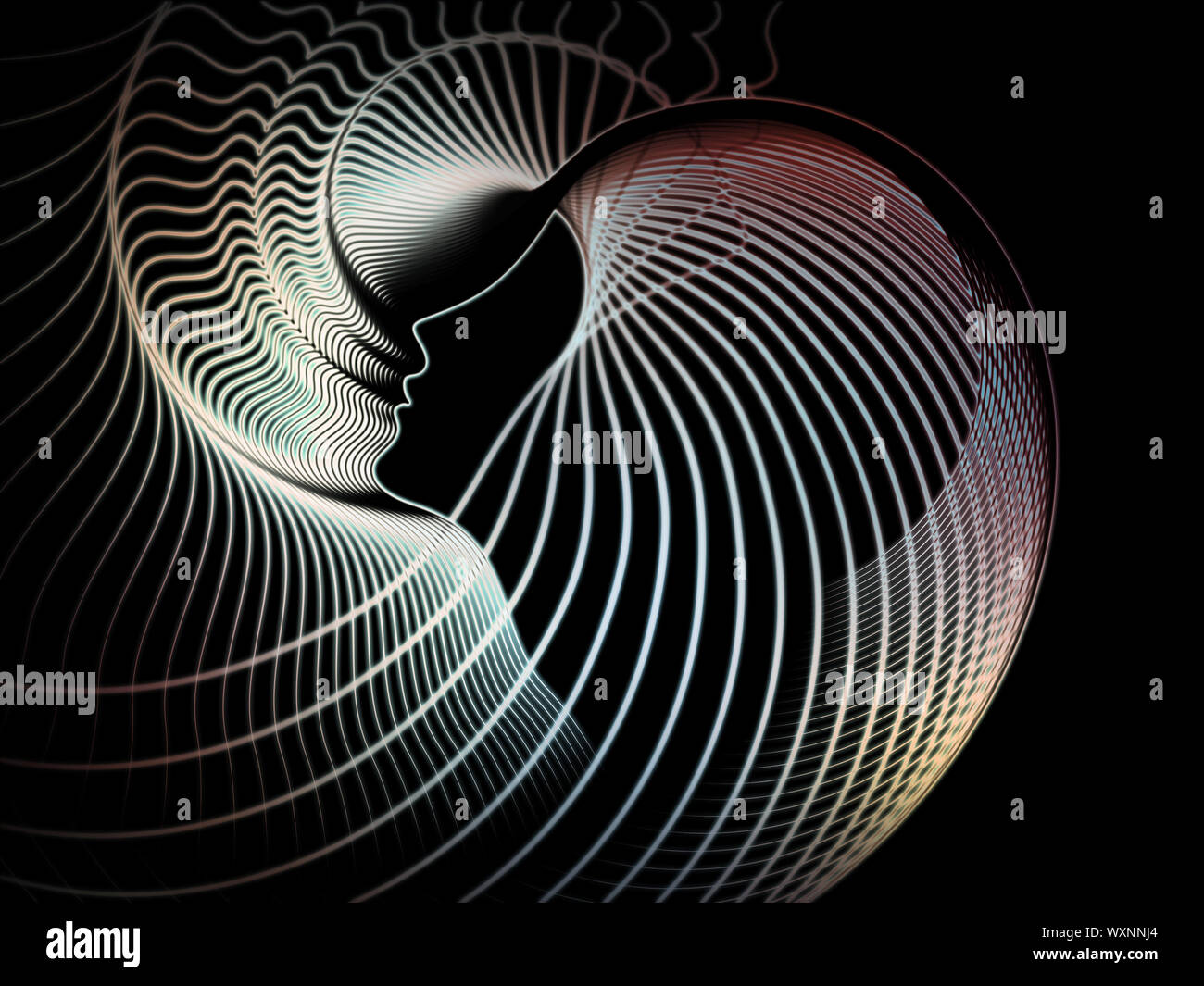 Geometry of Soul series. Artistic abstraction composed of profile lines ...