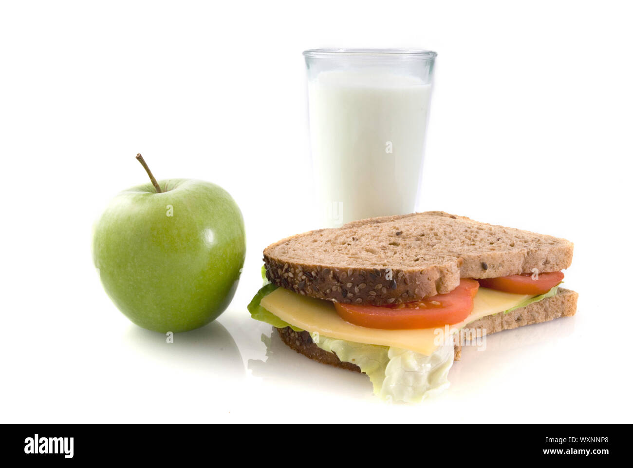 Healthy lunch with whole-meal bread and milk Stock Photo - Alamy