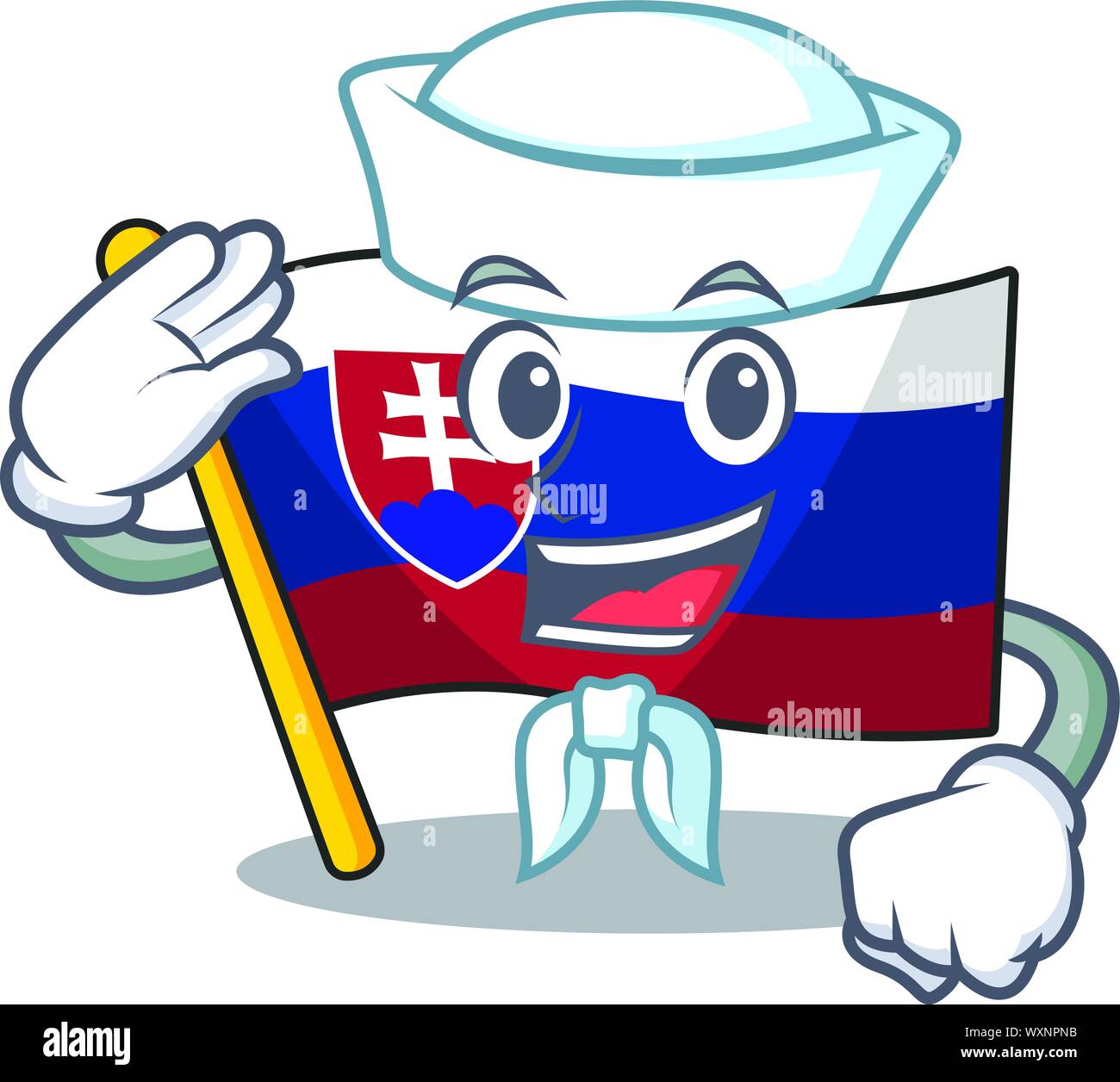 Sailor slovakia cartoon flag fluttering on pole Stock Vector Image ...