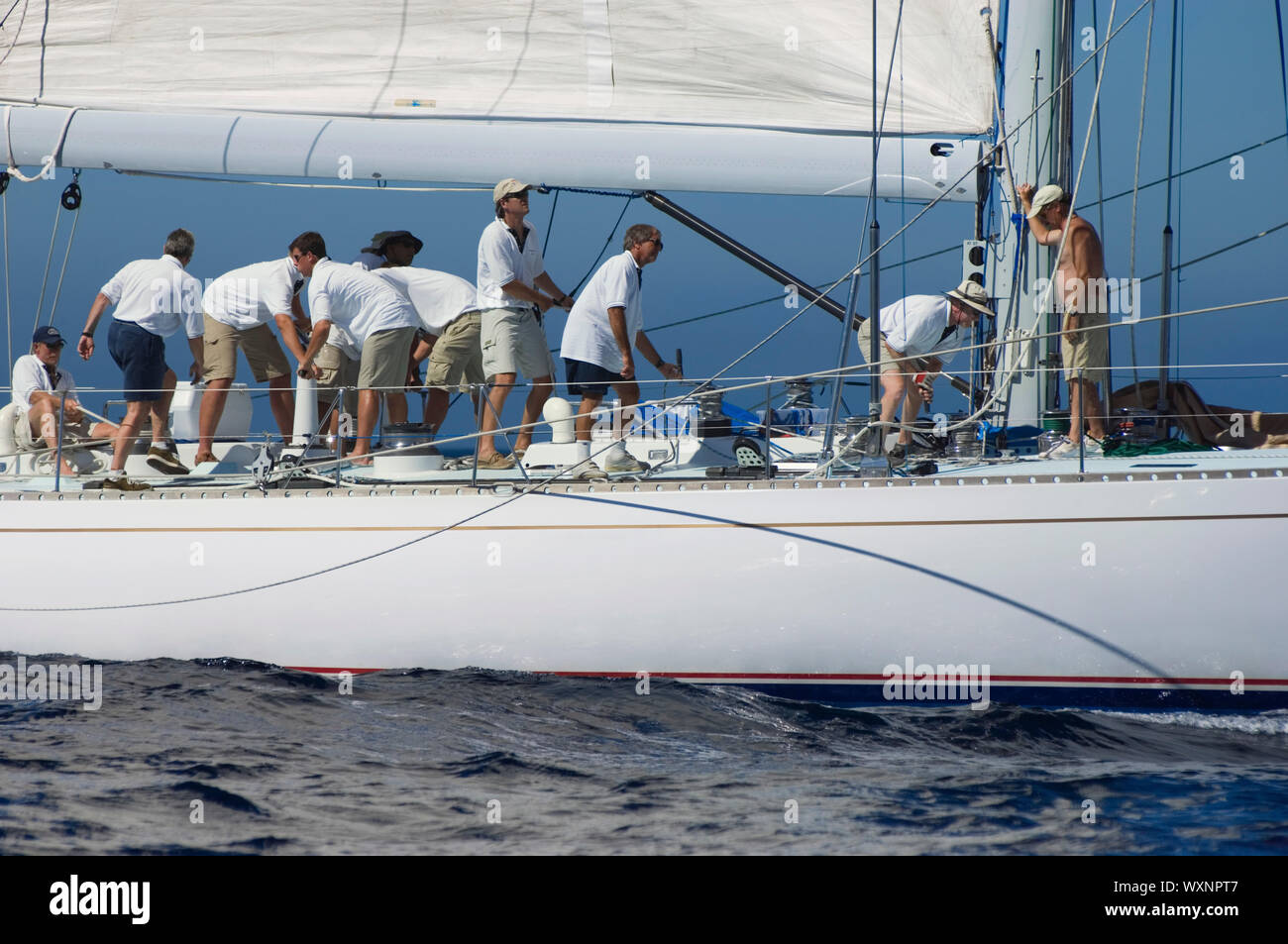 Sailboat Crew During Race Stock Photo - Alamy
