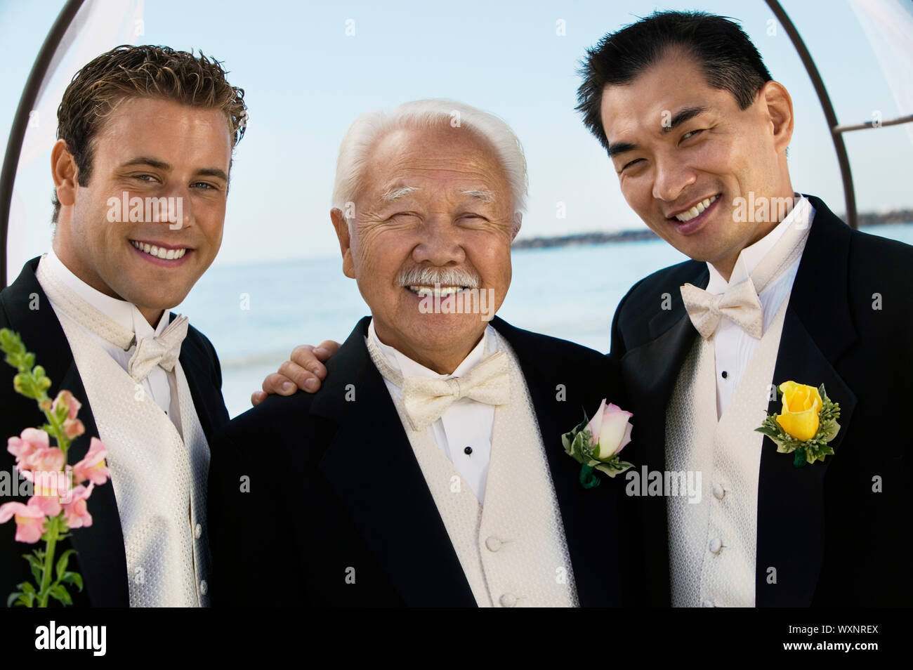 Groom With Father and Best Man Stock Photo - Alamy