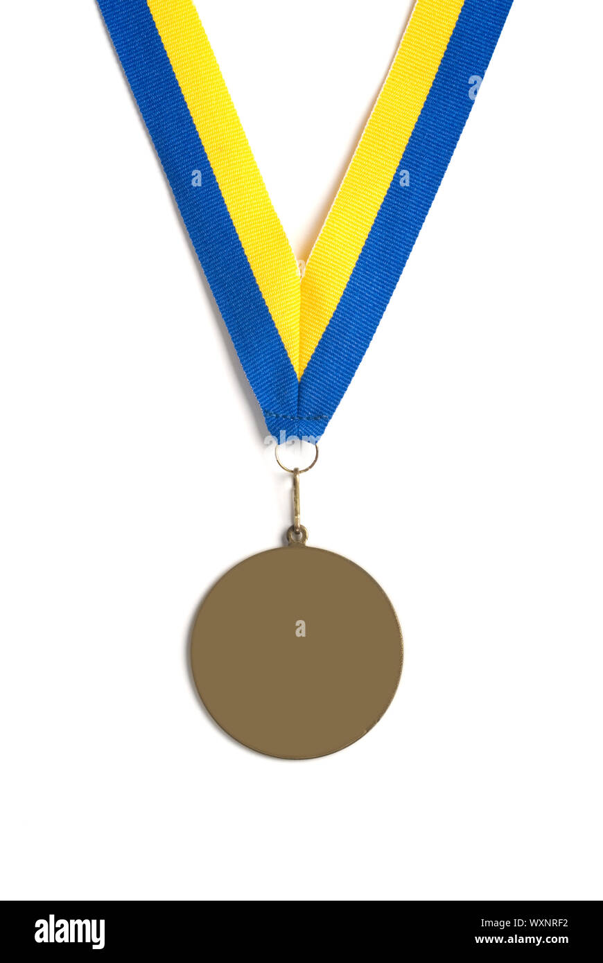golden medal with yellow and blue ribbon Stock Photo - Alamy