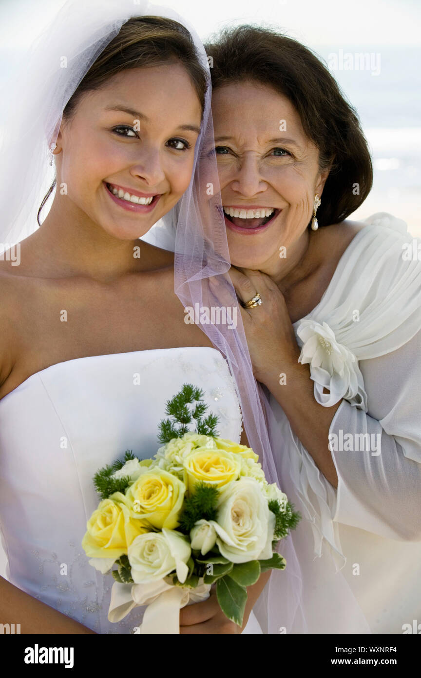 Happy Bride and Mother Stock Photo - Alamy