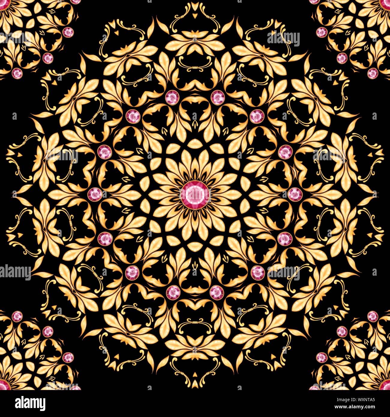 Square composition with scrolls and gems Stock Photo - Alamy