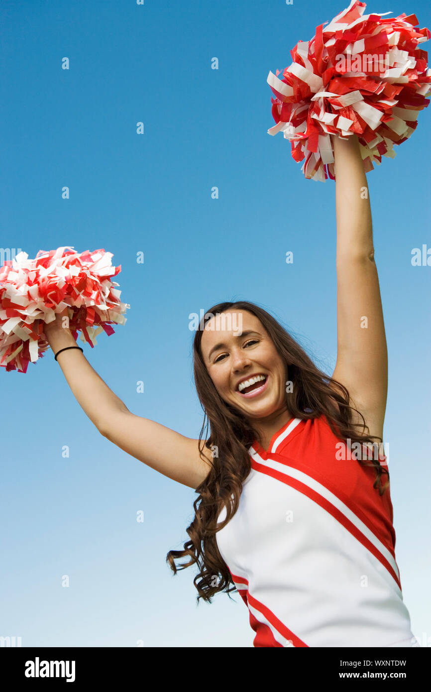 Cheerleader Performing Cheer Stock Photo - Alamy