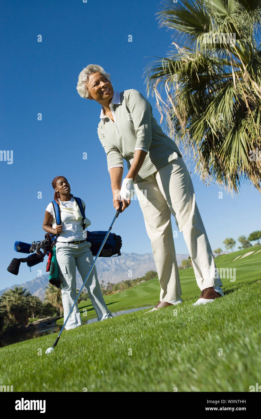 Grandmother and Granddaughter on Golf Course Stock Photo - Alamy