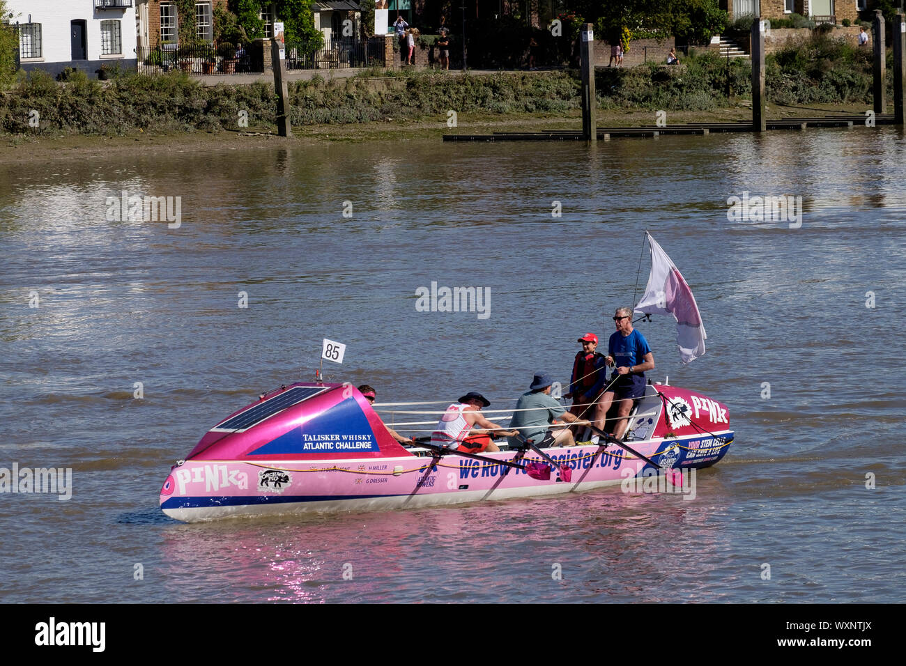 Atlantic rowing boat taking part in The Great River Race from London ...