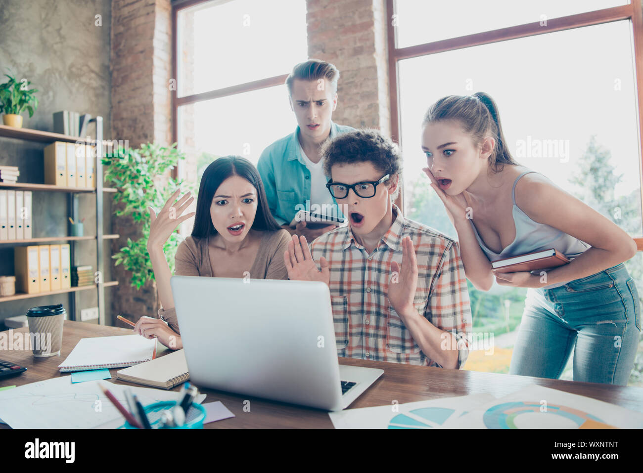 Concept of sent, received messages and human emotions. Four youn Stock ...