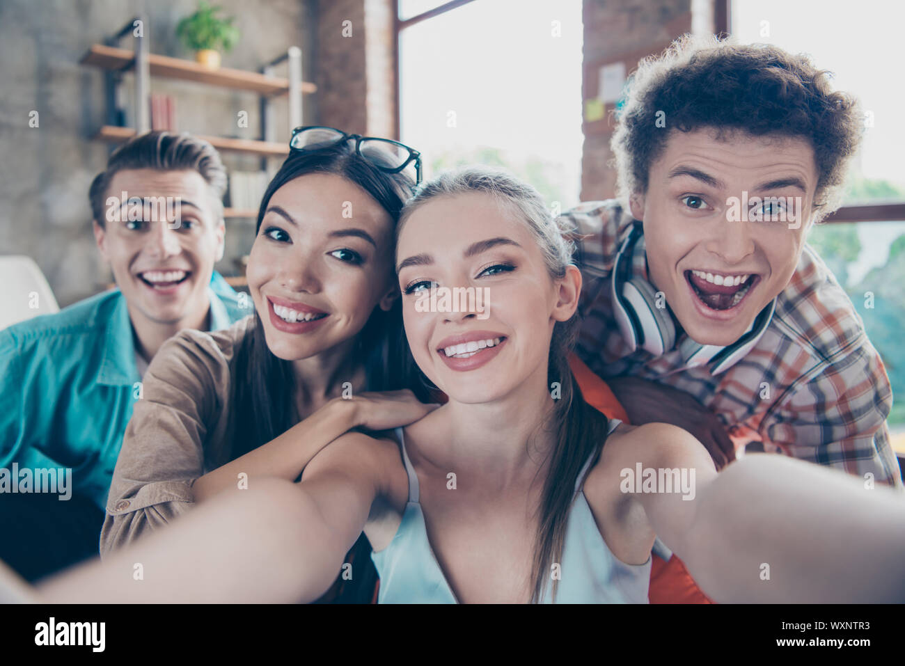 Best friends concept. Beautiful, charming and cheerful youths in Stock ...