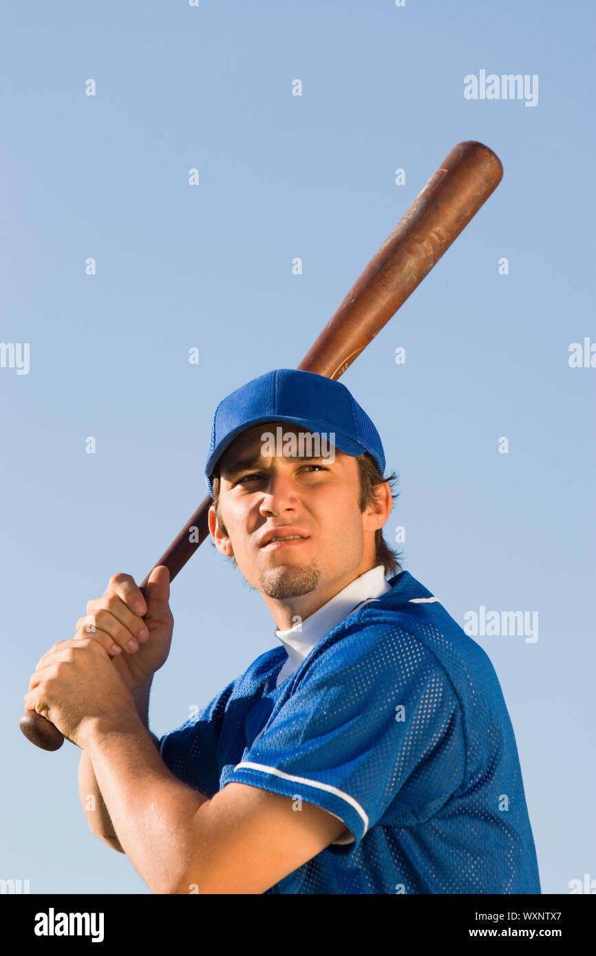 Baseball Player at Bat Stock Photo - Alamy