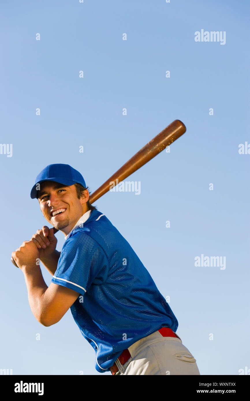 Baseball Player at Bat Stock Photo - Alamy