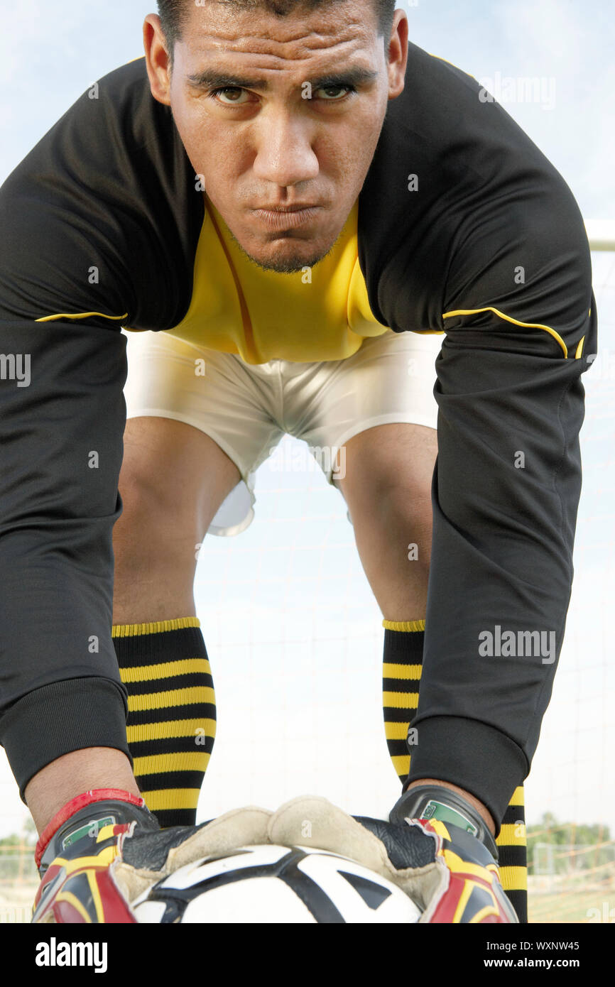 Serious Soccer Goalie Stock Photo - Alamy