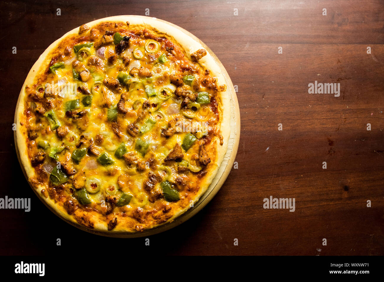 Pan Pizza take from top left side Stock Photo - Alamy