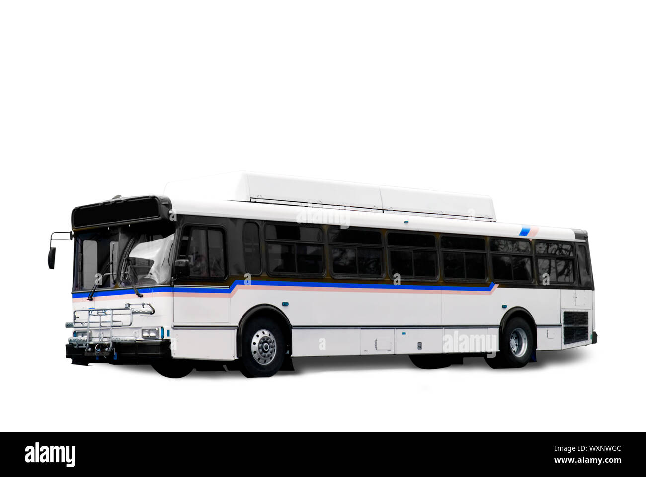 A isolated white city bus with clipping path Stock Photo - Alamy