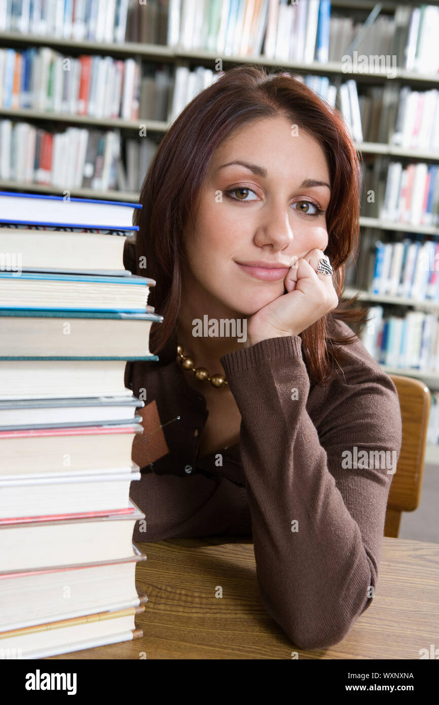 Female University student in library, portrait Stock Photo - Alamy