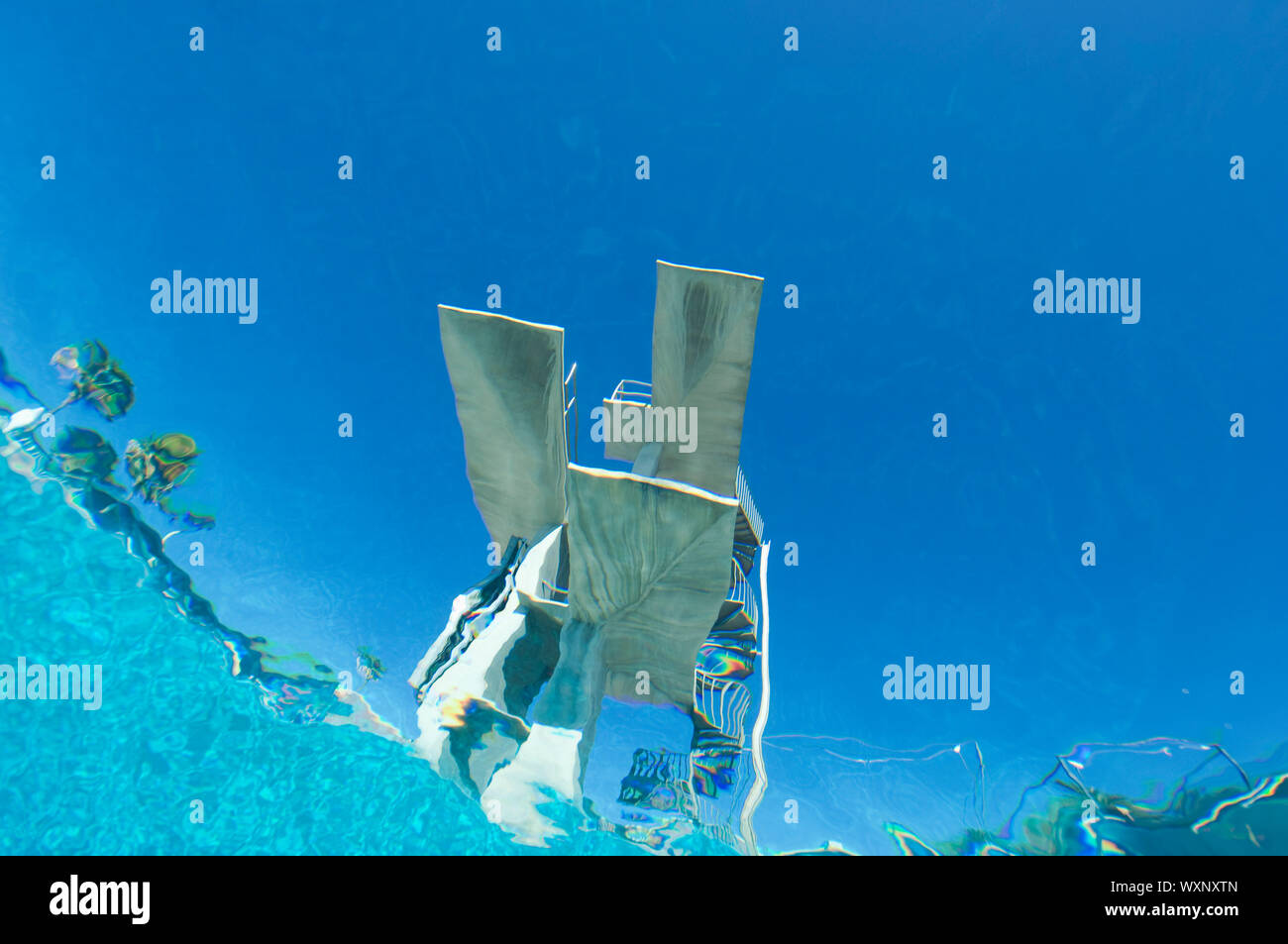 Diving board, underwater view Stock Photo - Alamy