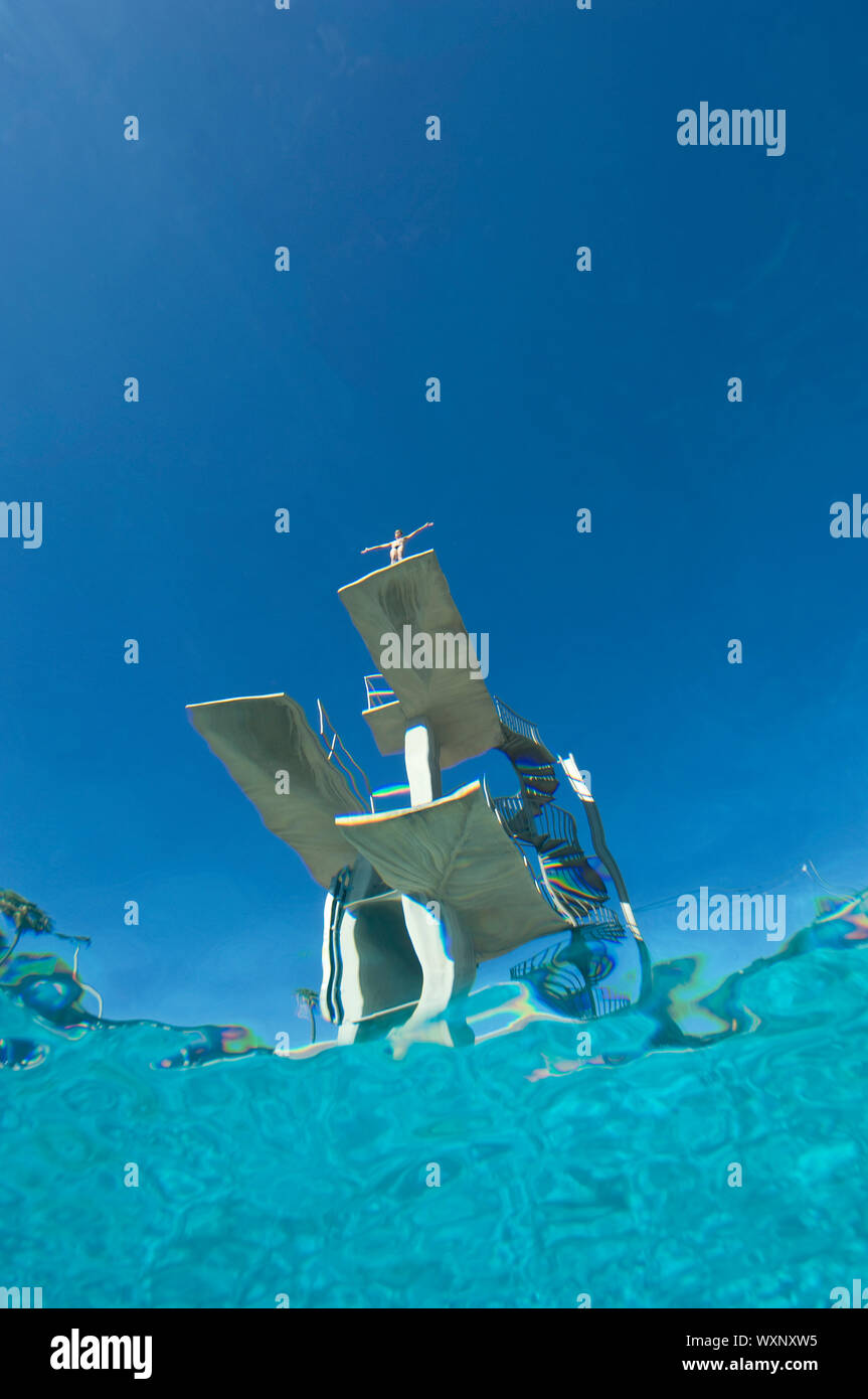 Diving board, underwater view Stock Photo - Alamy