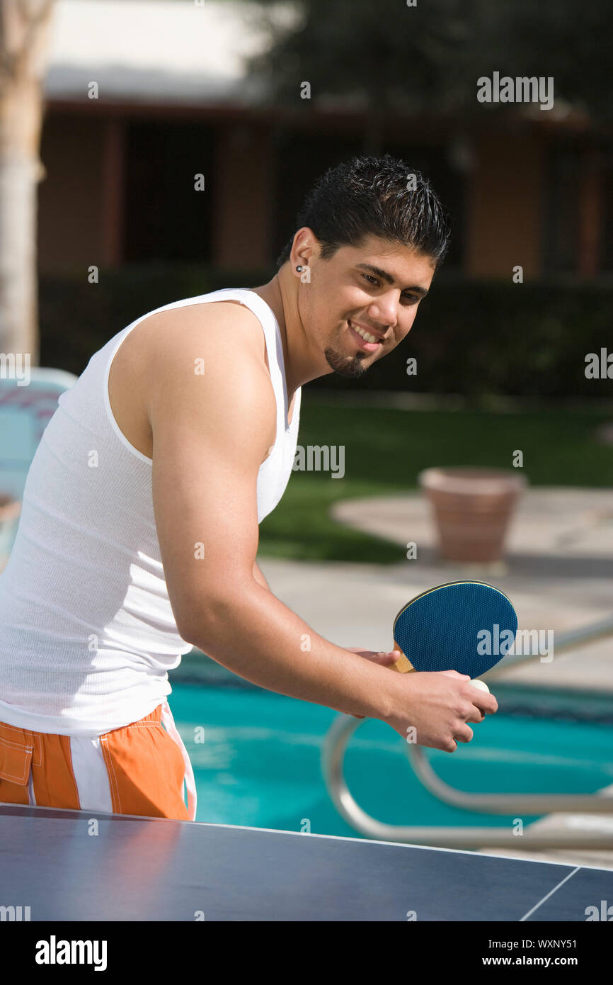 Man playing table tennis outdoors hi-res stock photography and images ...