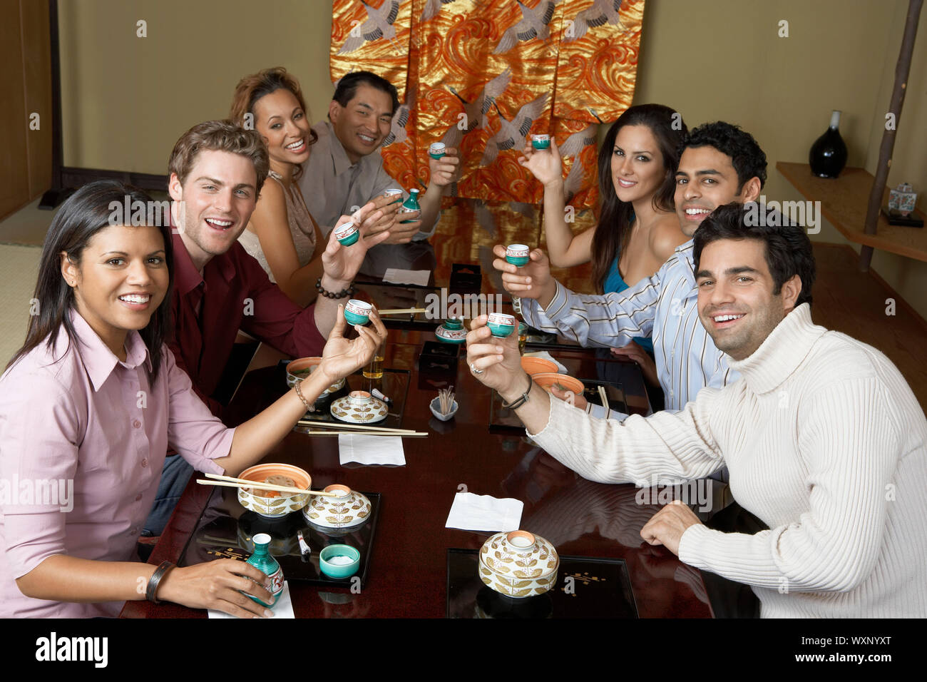 Friends Dining Out Together Stock Photo - Alamy