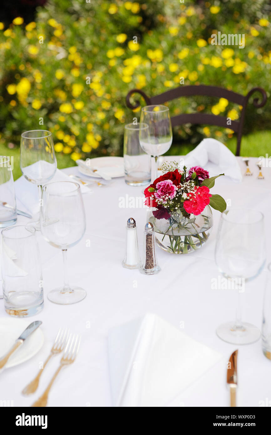 Dining Table Set Outside Stock Photo - Alamy