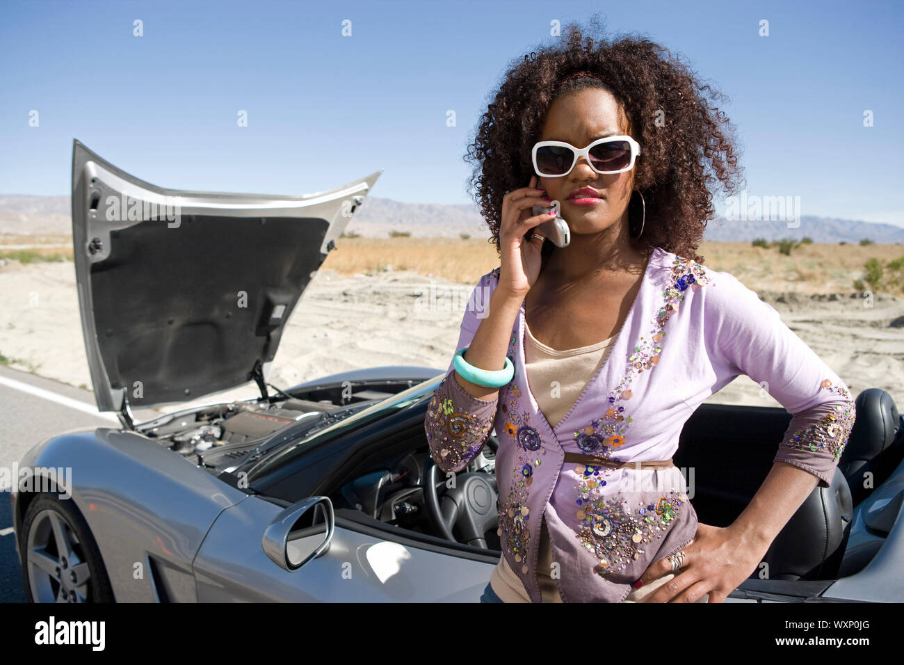 Woman Having Car Trouble Stock Photo - Alamy