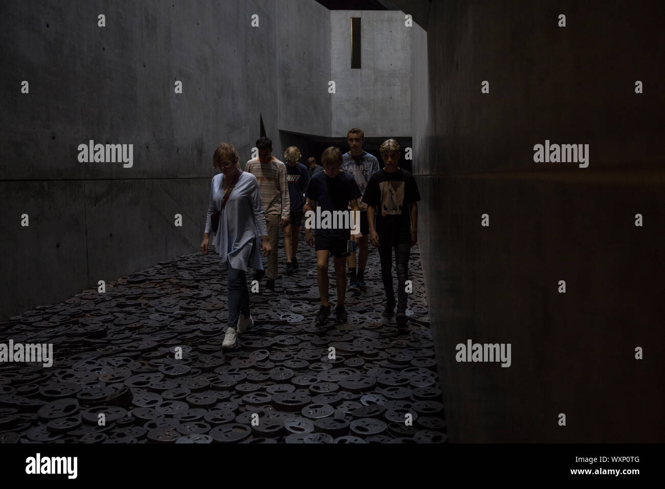 People visiting the Fallen Leaves installation in the Memory Void at ...