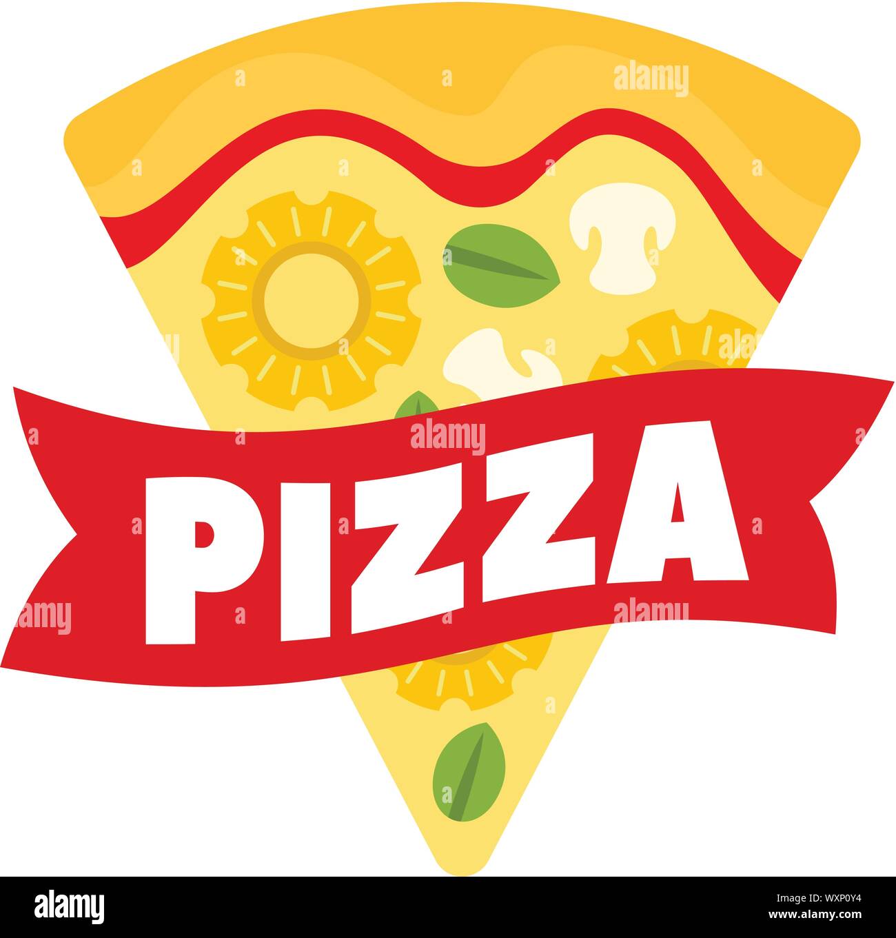 Cheese pizza slice logo. Flat illustration of cheese pizza slice vector ...