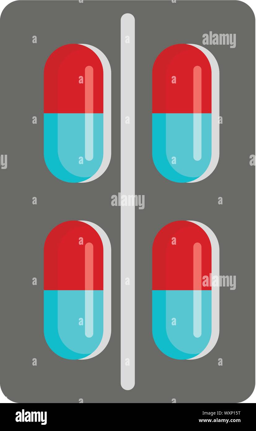 Red blue capsule icon. Flat illustration of red blue capsule vector ...