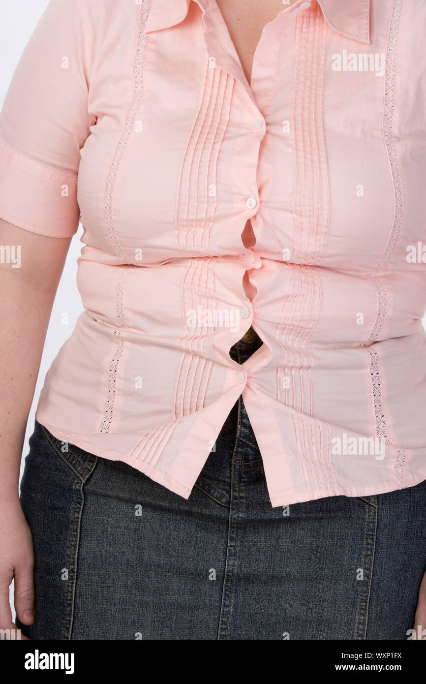 Overweight woman, mid-section Stock Photo - Alamy