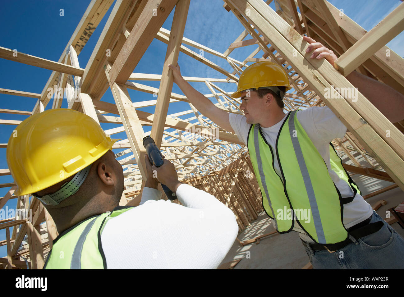 Two Construction Workers on Site Stock Photo - Alamy