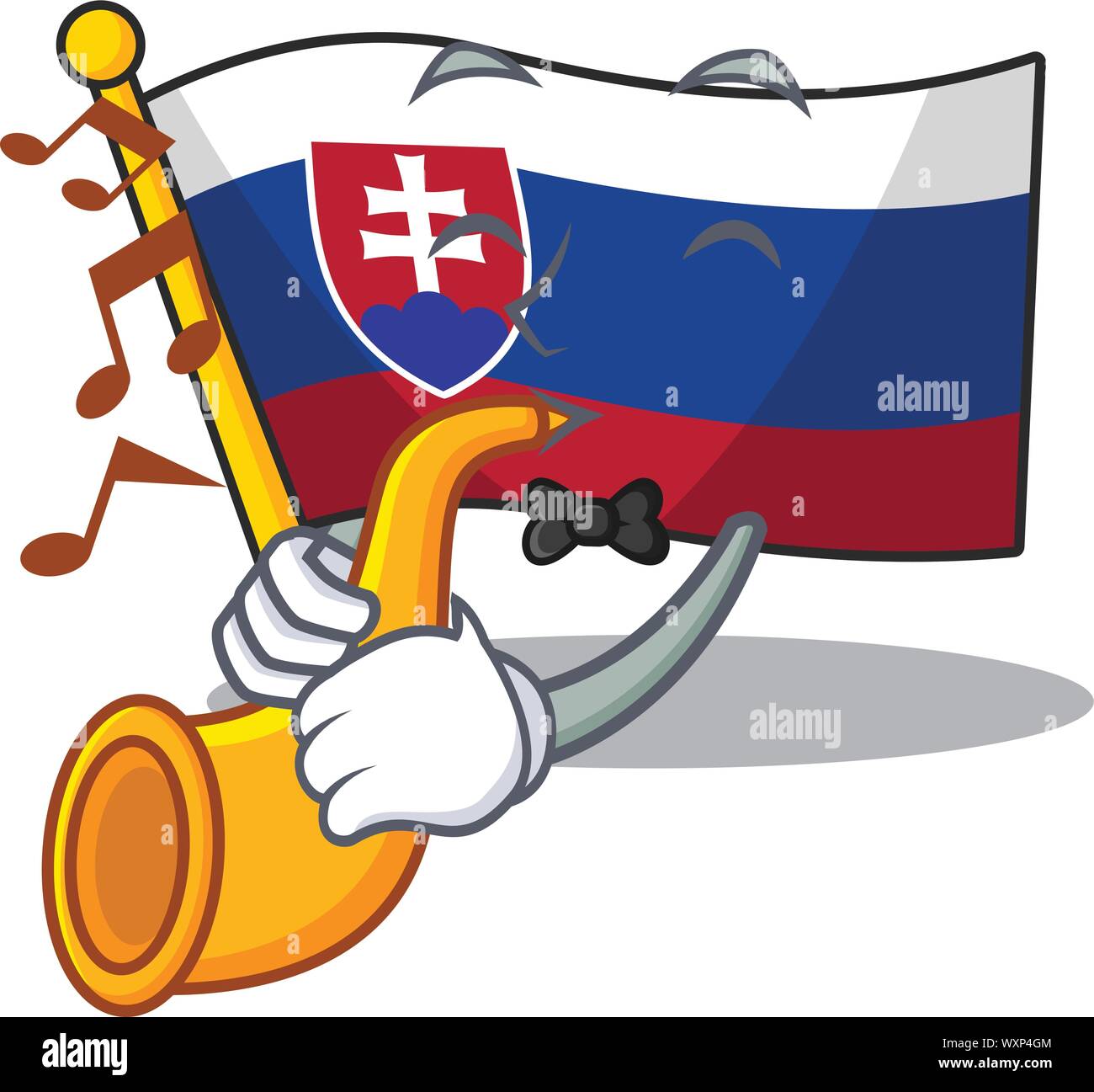 With trumpet flag slovakia isolated in the cartoon Stock Vector Image ...