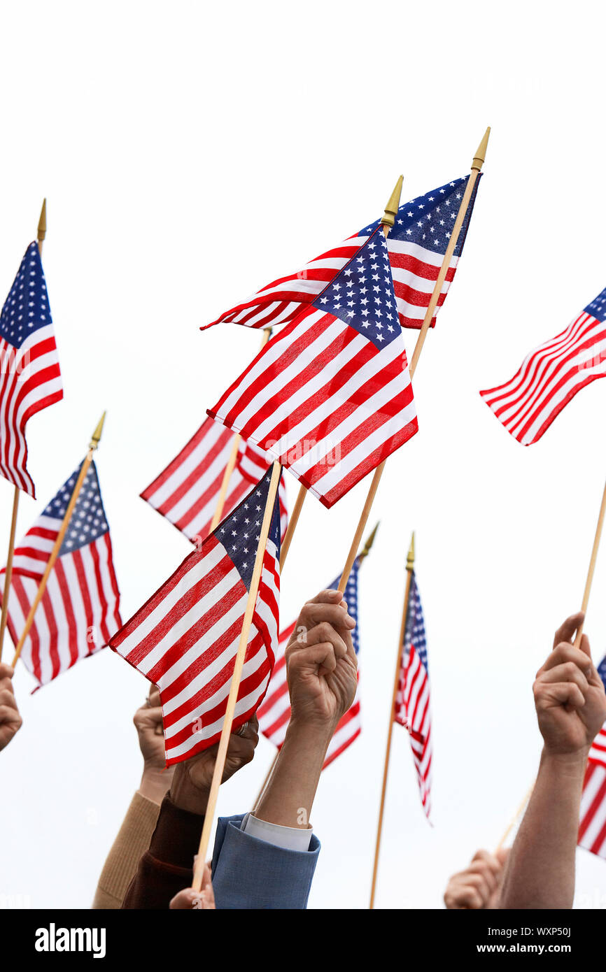 People Waving American Flags Stock Photo - Alamy