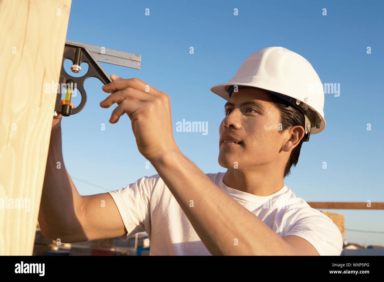 Construction Worker Building a House Stock Photo - Alamy