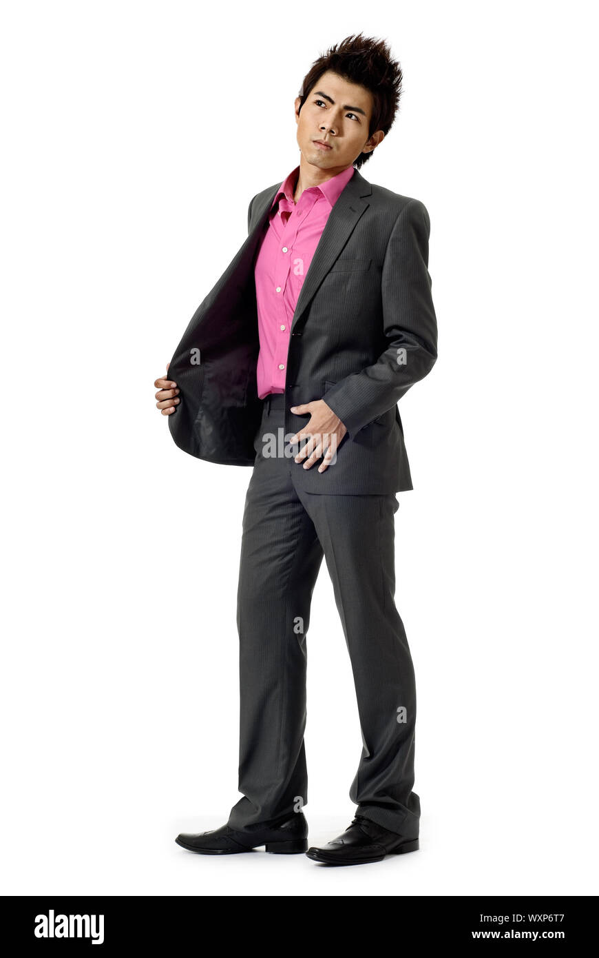 Modern business man standing, full length portrait isolated on white ...